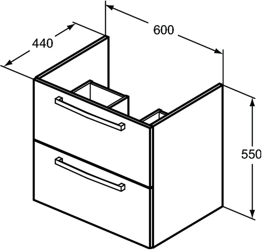 Ideal Standard Tempo - SET umyvadlo 600 mm + skříňka, 2 zásuvky, bílý lak K2979WG