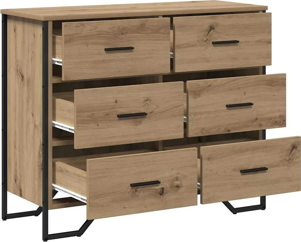 Příborník 6-Zásuvka Artisanový dub 91 x 35,5 x 74,5 cm 3365604