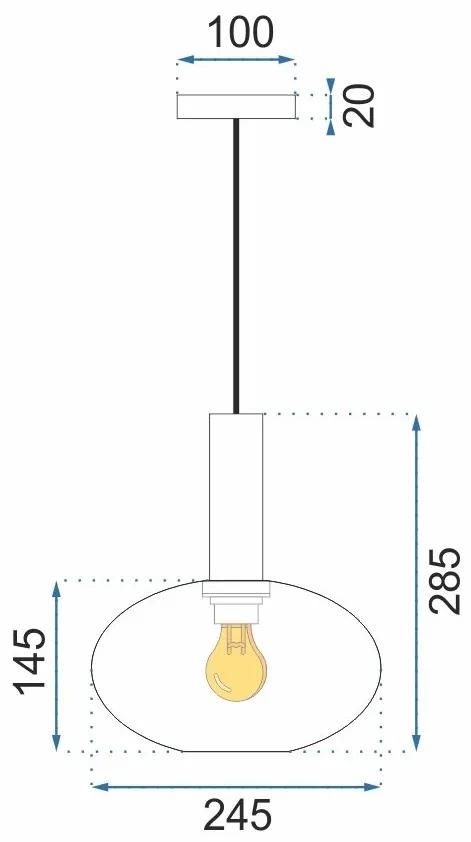 Toolight Skleněná závěsná stropní lampa oranžová APP464-1CP