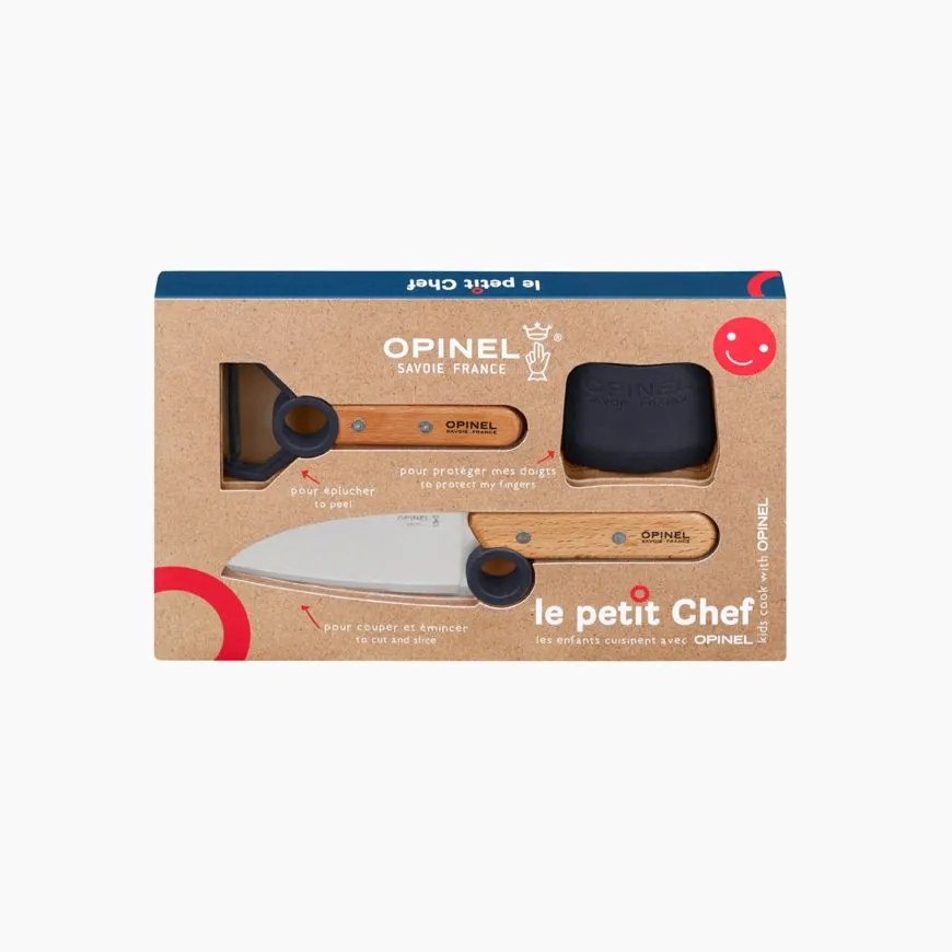 Opinel Dětská sada nůž a škrabka Le Petit Chef modrý