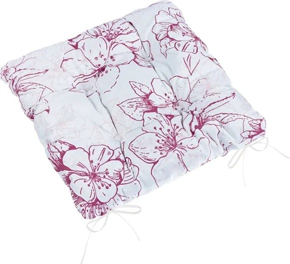 Bellatex Sedák Adéla prošívaný 40x40 cm Květ Vínová,Bílá