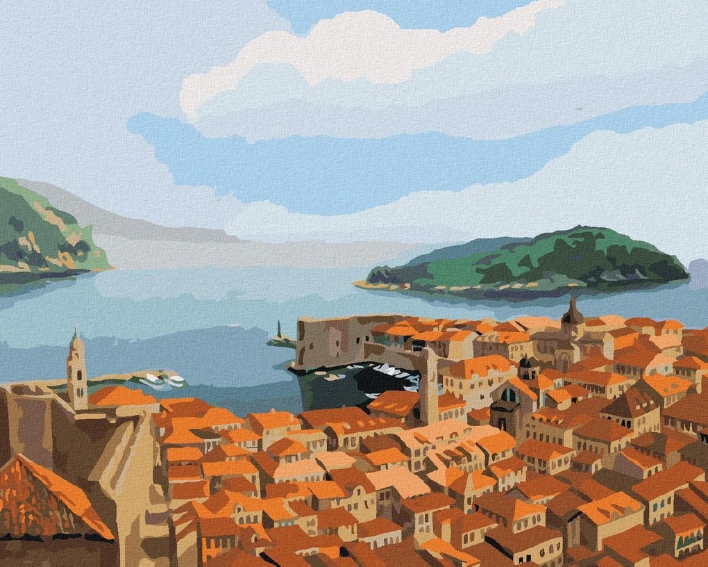 zuty zuty - malování podle čísel - dubrovník v chorvatsku, 40x50 cm, plátno+rám