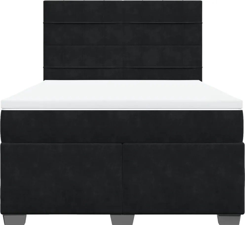 Box spring postel s matrací černá 160x200 cm samet 3293256