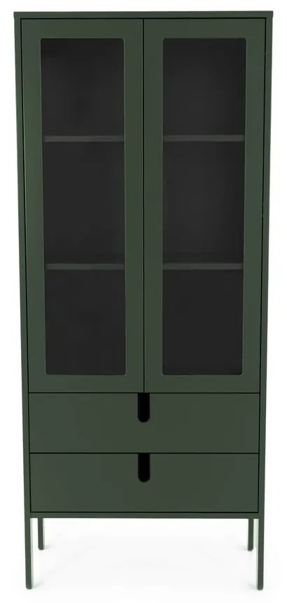 Tmavě zelená vitrína Tenzo Uno, šířka 76 cm