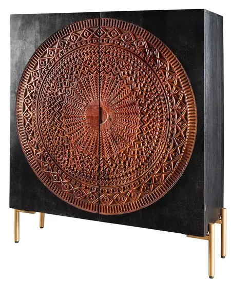 Massive home | Dřevěná designová komoda Black Mandala mango