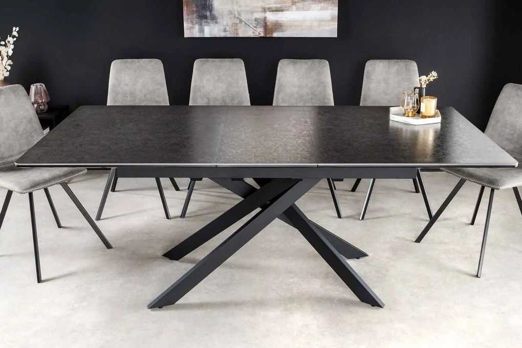 Roztahovací keramický stůl Halia 160-200 cm mramor antracit