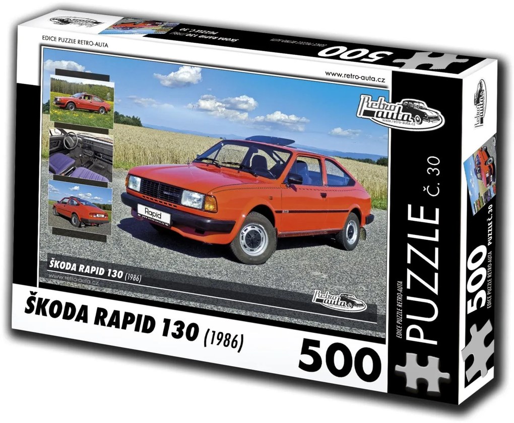 Puzzle retro-auta puzzle č. 30 škoda rapid 130 (1986) 500 dílků