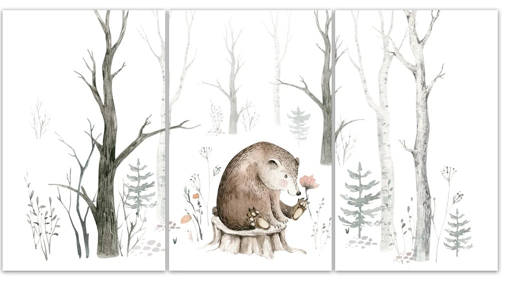 Malvis ® Obraz Malovaný medvídek Velikost (šířka x výška): obdélník - 180x80 cm