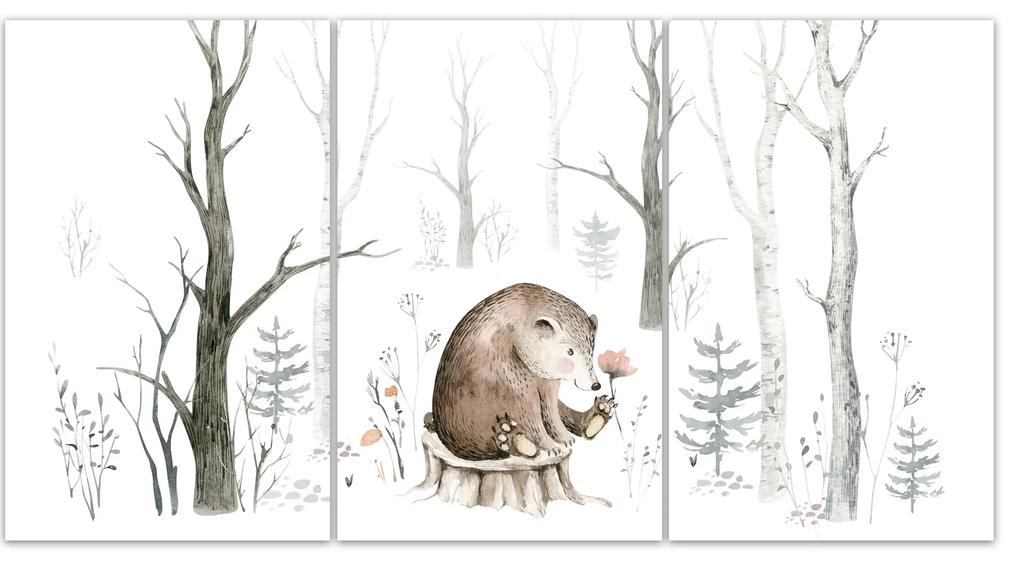 Malvis ® Obraz Malovaný medvídek Velikost (šířka x výška): třídílný obdélník - 150x100 cm