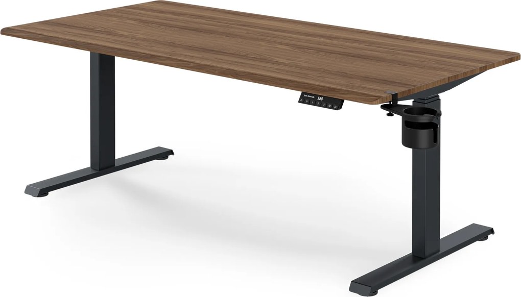 Elektrický stůl s regulací výšky ergonomický antracitový/ořech,1600x800 mm: ARIA