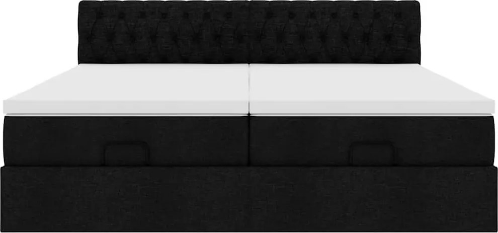 Osmanský rám postele s matrací černý 200x200cm textil 3312024