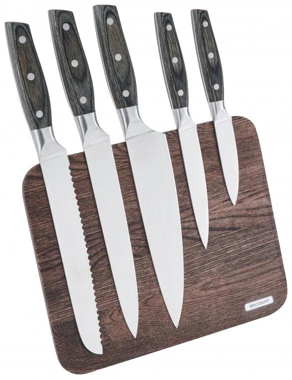 Sada 5 nožů v magnetickým dřevěným bloku BRANDANI