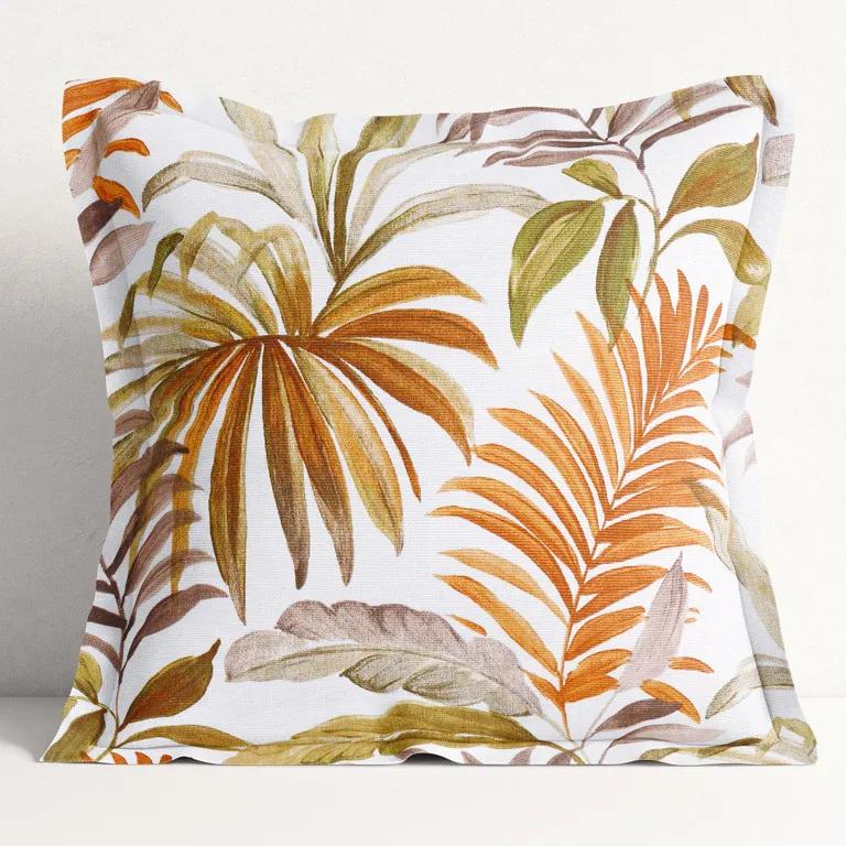 Goldea dekorační povlak na polštář s ozdobným lemem loneta - barevné palmové listy 40 x 60 cm