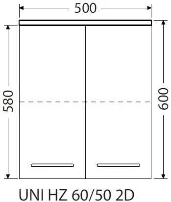 Intedoor UNI HZ 60/50 2D horní závěsná skříňka Barva: 55 - Wenge, Úchytka: SF/G - lesk