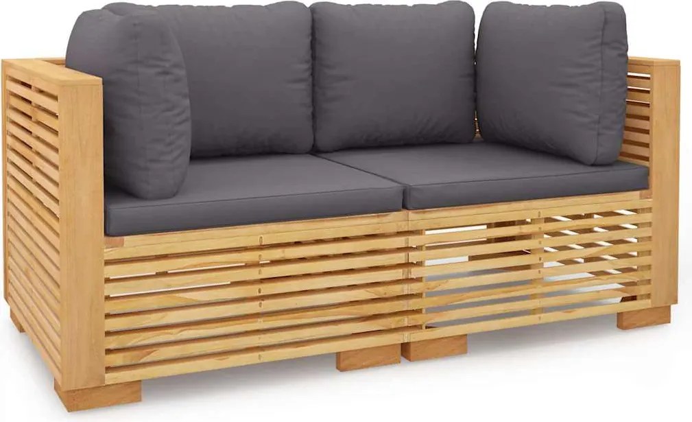 Zahradní rohové pohovky s poduškami 2 ks masivní teak 3100864