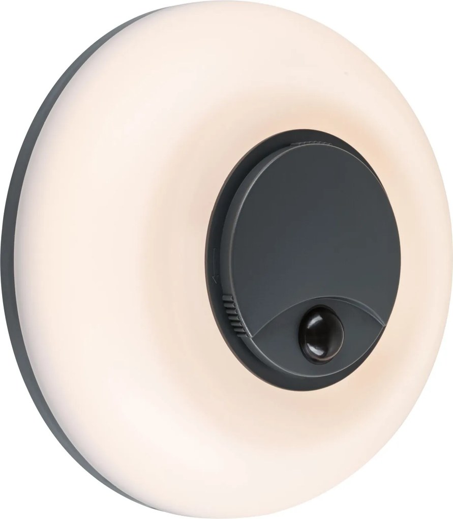 P 94956 LED venkovní nástěnné svítidlo Aureva pohybové čidlo IP65 kruhové 220mm 2200 - 4000K 20,5W 230V antracit/bílá polykarbonát - PAULMANN
