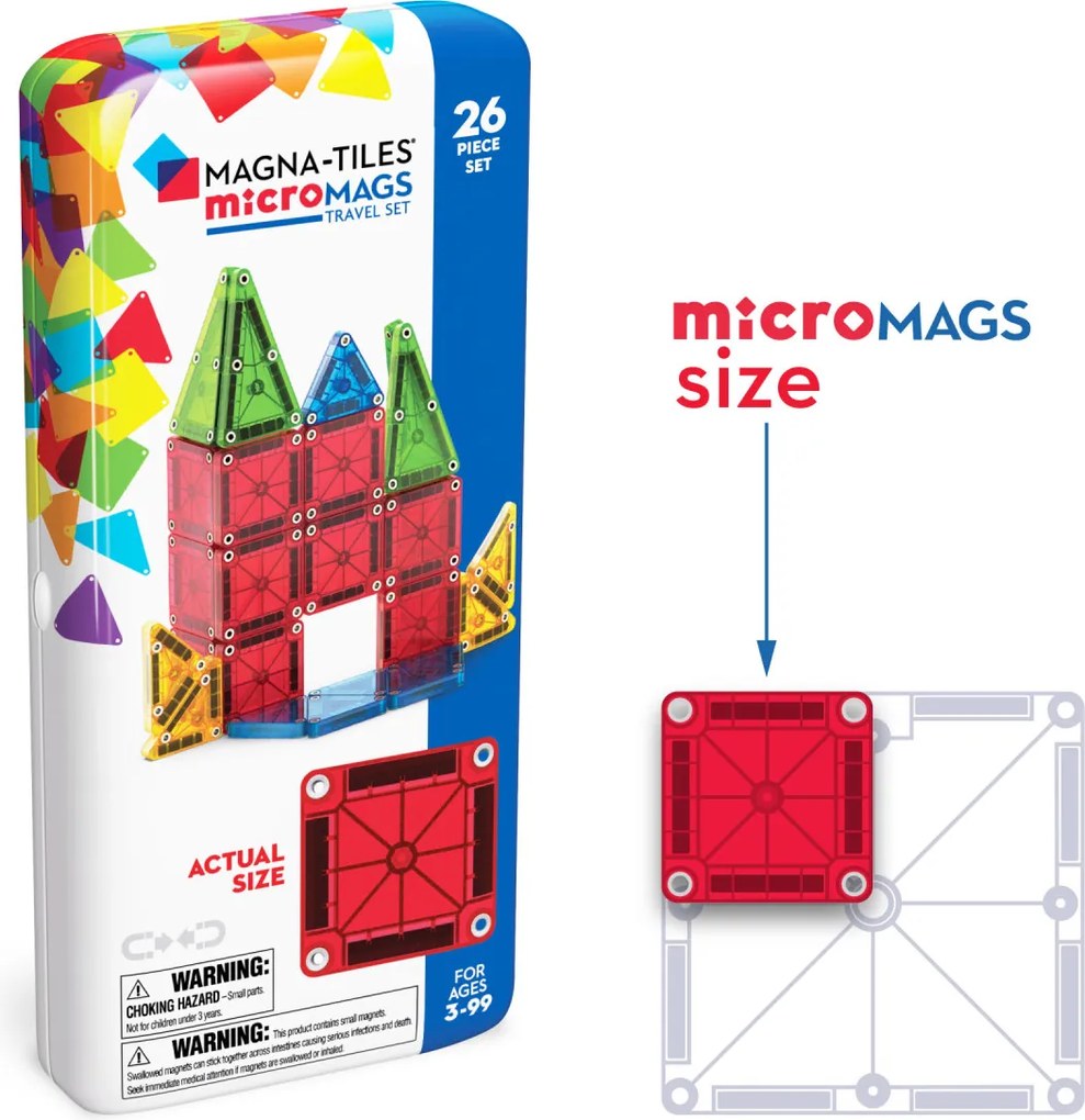 MAGNA-TILES Magnetická stavebnice microMAGS Travel Set 26 dílů