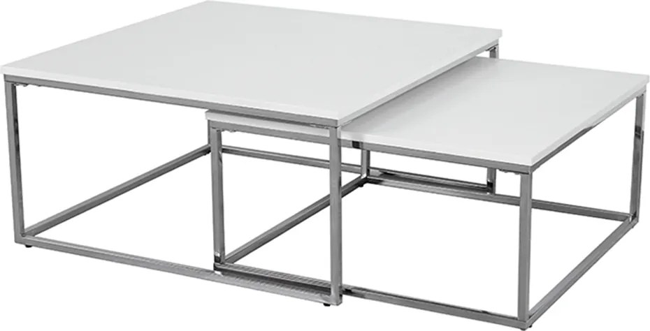 Konferenční stolky, set 2 ks, chrom/bílá, ENISOL TYP 1