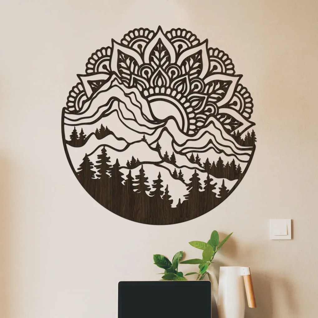 dřevo života Dřevěná mandala MANDALA HORY Zvolte rozměr (cm): 80x80, Zvolte barvu dekoru: Černá