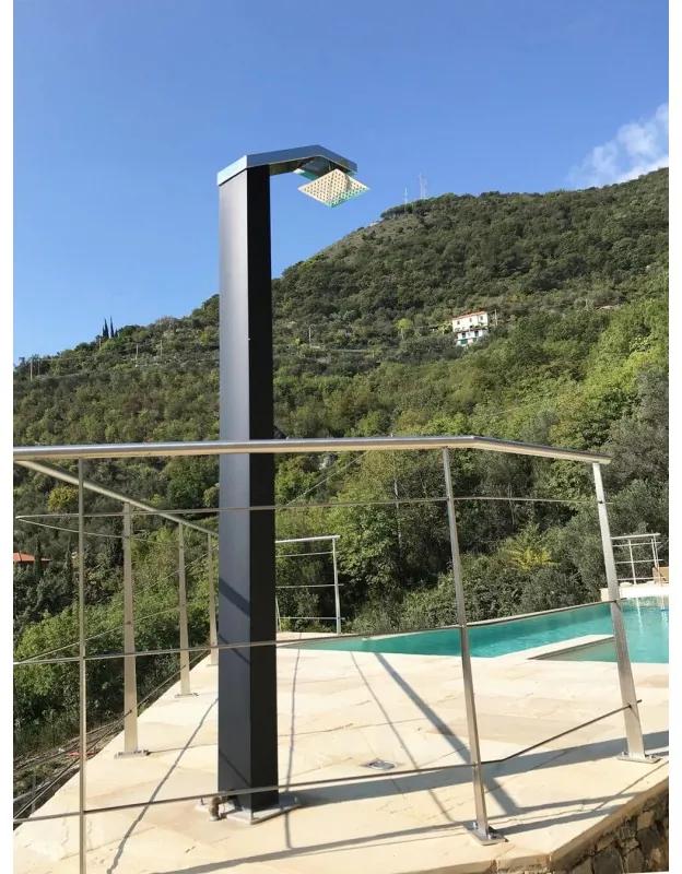 AMA Luxury Shower Solární sprcha Solaris bez oplachu nohou bez ruční sprchy leštěný-černý