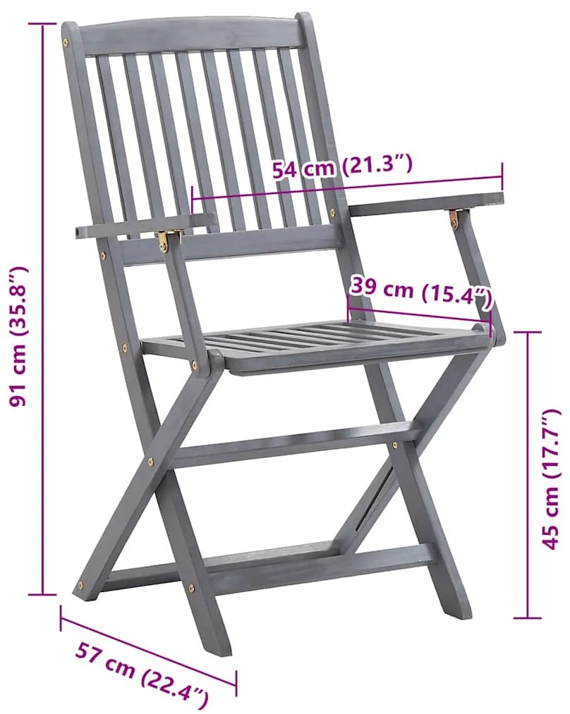 vidaXL Marketos Skládací zahradní židle s poduškami 8 ks masivní akácie