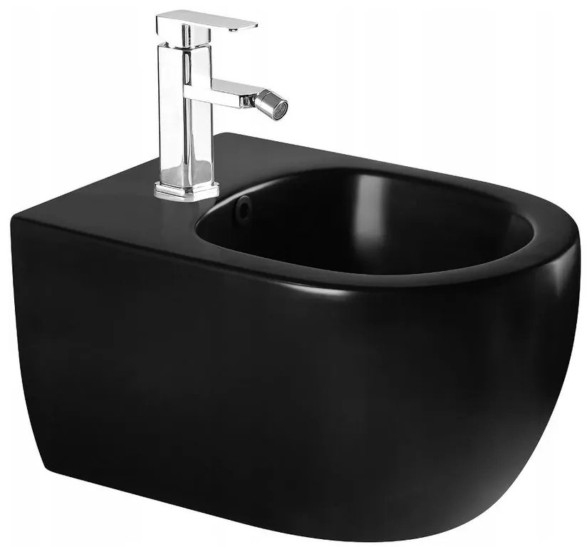Závěsný set Mexen Fenix + WC Carmen + bidet + tlačítko, černá, 60100+3388XX85