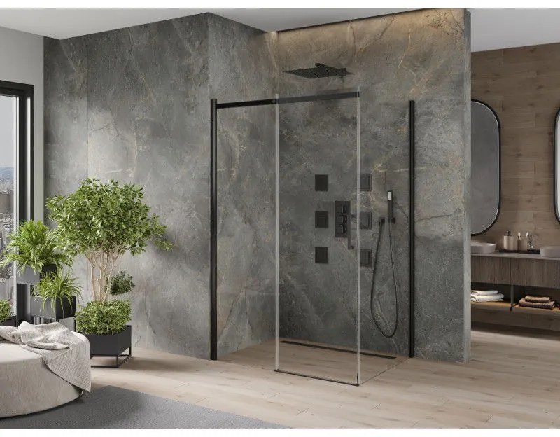 Mexen Omega sprchový kout 100x70cm, 8mm sklo, černý profil-čiré sklo, 825-100-070-70-00