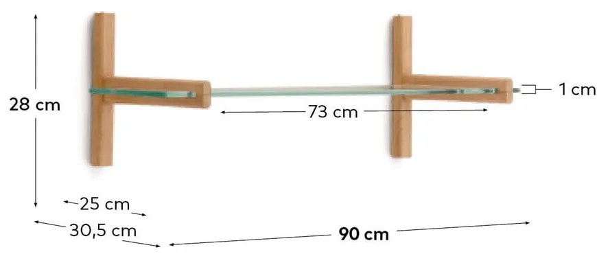 Skleněný modulární policový systém v přírodní barvě 90x28x30,5 cm Sitra – Kave Home