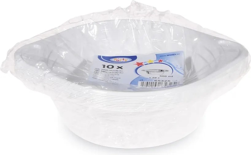 Wimex 65325 - plastová miska s oušky 500 ml, průměr 156 mm, bílá - 10 ks
