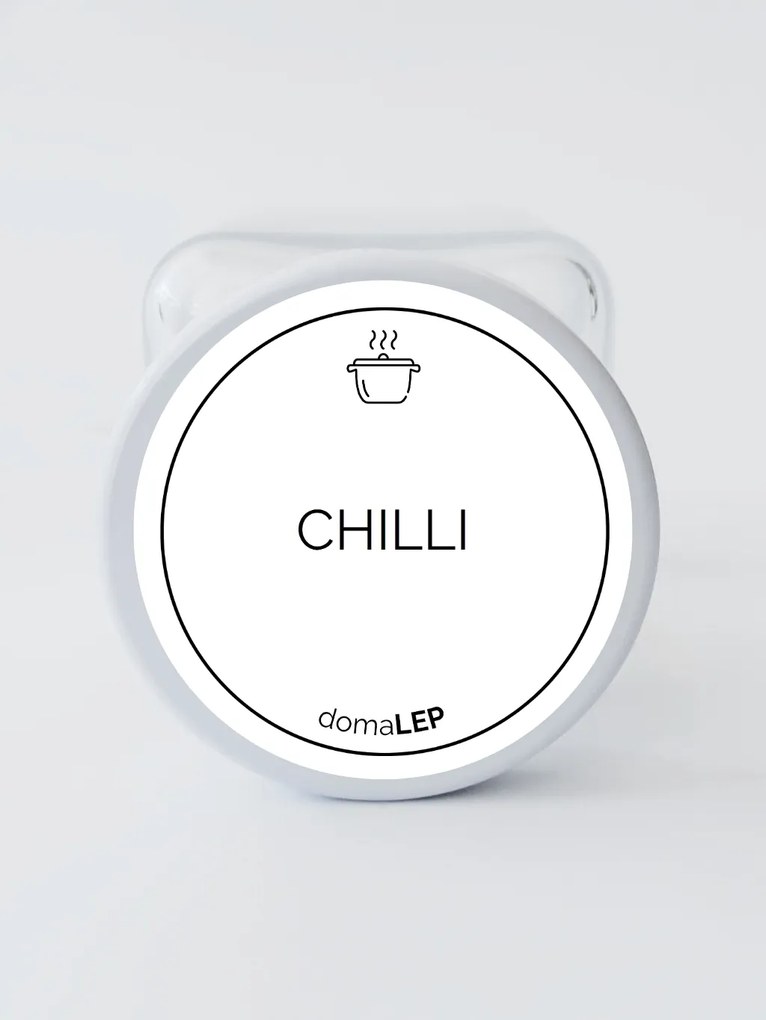 Samolepka na kořenky CHILLI bílá 5 cm základní písmo