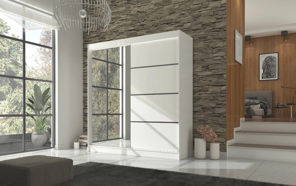 ADRK Furniture Posuvná skříň s zrcadlem GILTON 200 ADRK-SW-GIL-W-200