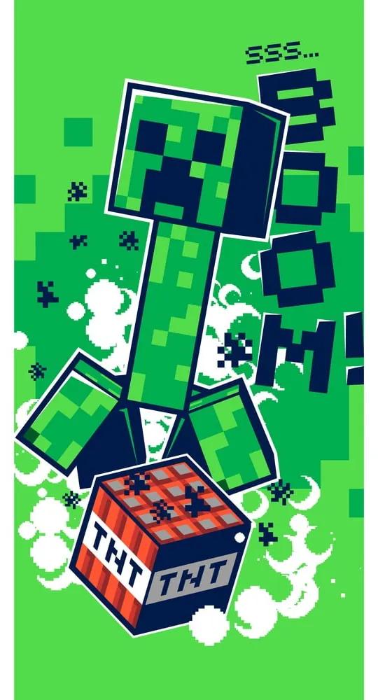 Zelená bavlněná dětská osuška 70x140 cm Minecraft Boom – Jerry Fabrics