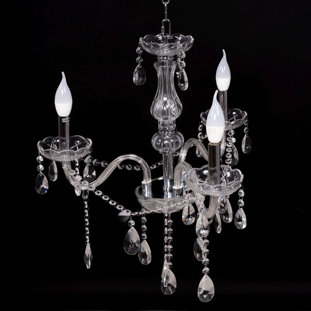 Toolight - Křišťálový závěsný lustr 3xE14 60W 300752, stříbrná, OSW-04601