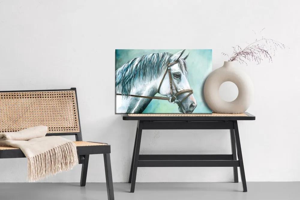 Obraz Bílý Kůň Jak Maloval Nedostatek Nedostatek Plátno Canvas 90x60