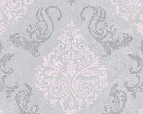 Vliesová tapeta, s efektem, motiv ornament, šedo-růžová