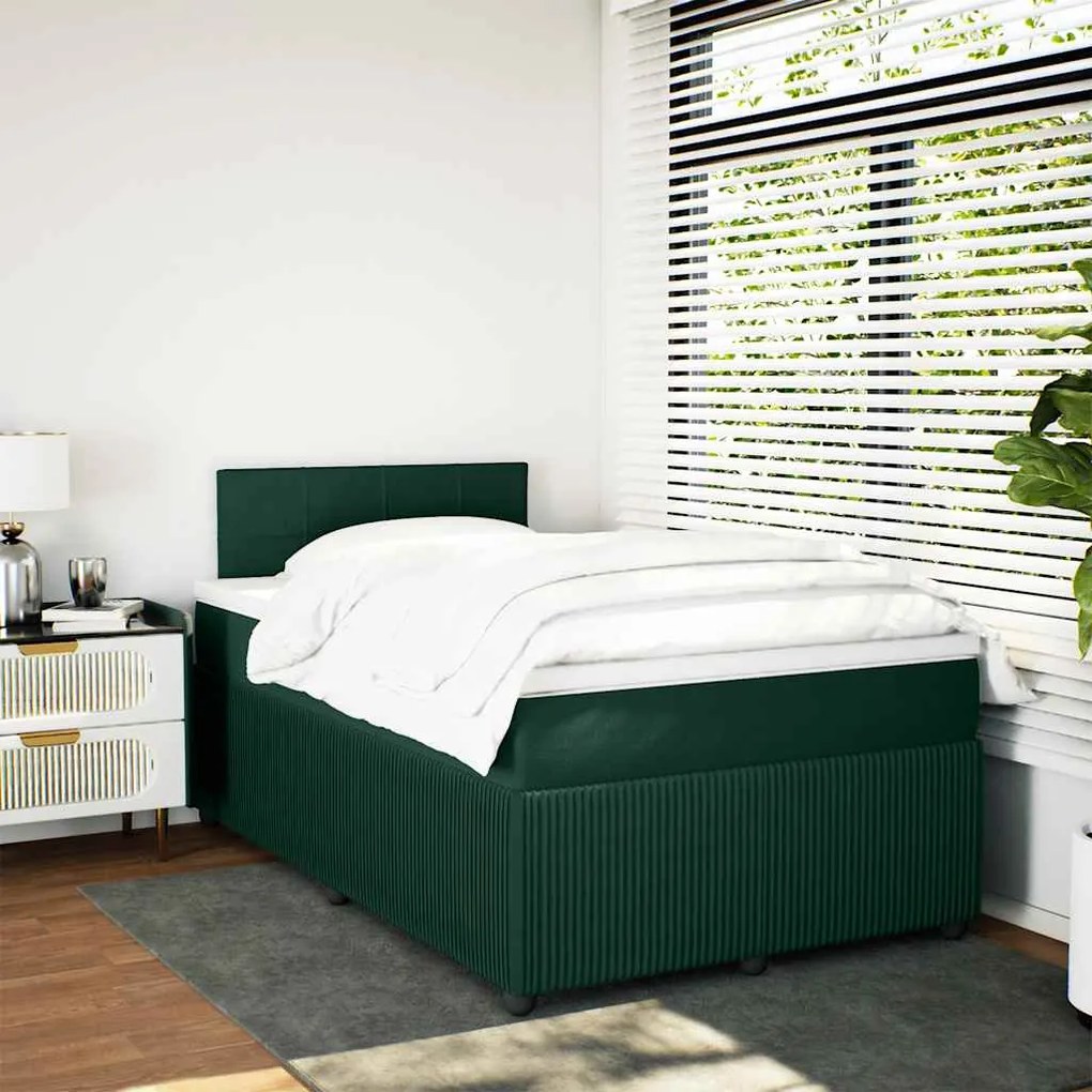 Box spring postel s matrací tmavě zelená 120x190 cm samet 3289989