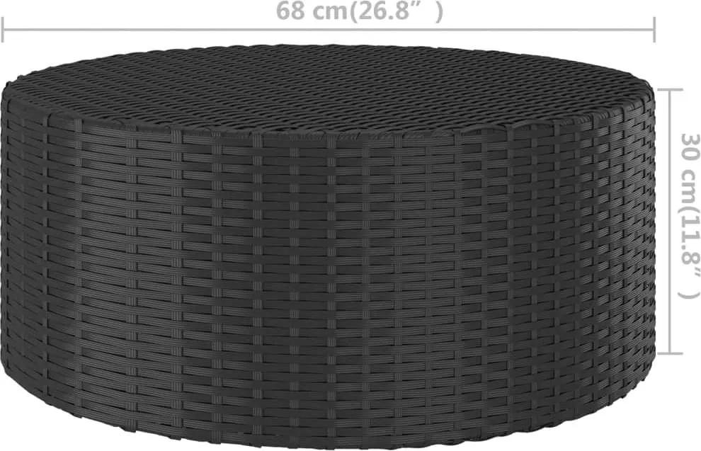 vidaXL Čajový stolek černý 68 x 68 x 30 cm polyratan [310467]