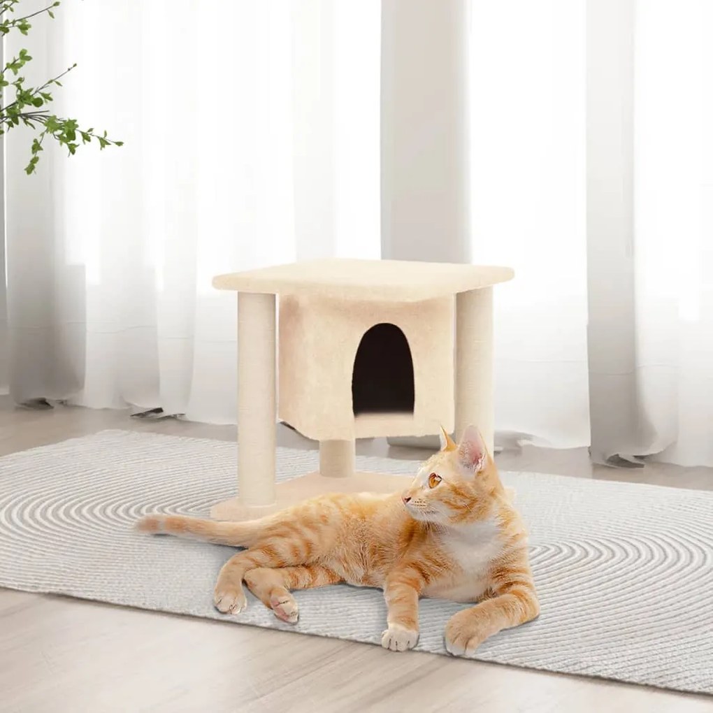 Škrabadlo pro kočky se sisalovými sloupky krémové 37 cm 171654