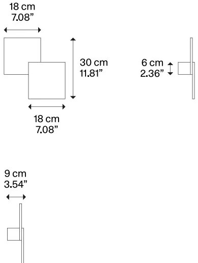 Lodes Puzzle Double Square, svítidlo pro nepřímé osvětlení, 2x15W LED 2700K stmívatelné, černá, 30x30cm