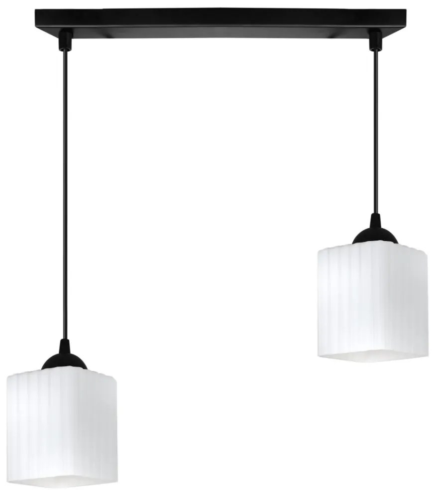 Závěsné svítidlo Riffle Square, 2x bílé skleněné stínítko, b