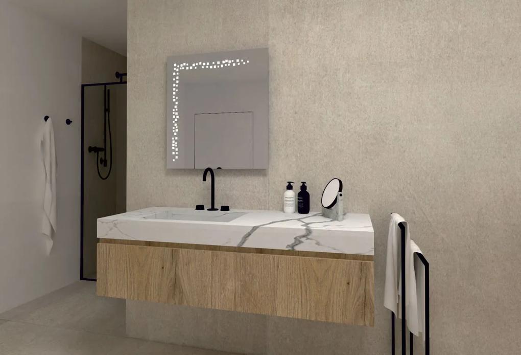BPS-koupelny Zrcadlo závěsné s pískovaným motivem a LED osvětlením Nikoletta LED 7 Typ: bez vypínače, Rozměry (cm): 80x65 - (Nikoletta LED 7/80)
