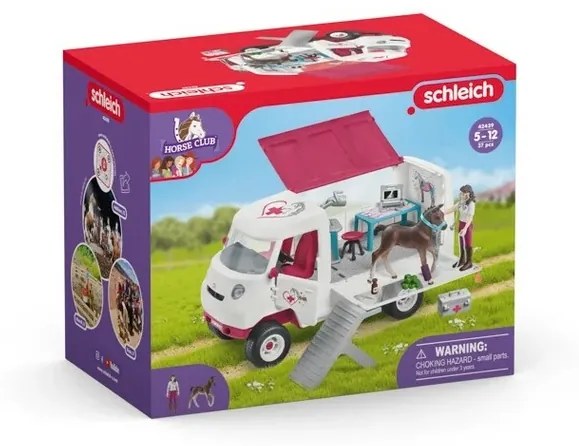 Schleich 42439 Mobilní veterinární  klinika s klisnou a ošetřovatelem, new