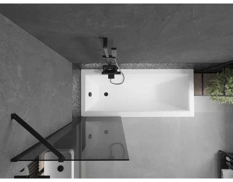 Mexen Next, vanová zástěna 1-křídlová 60 x 150 cm, fixní křídlo, 6 mm šedé sklo, černý profil, 895-060-000-00-40-70