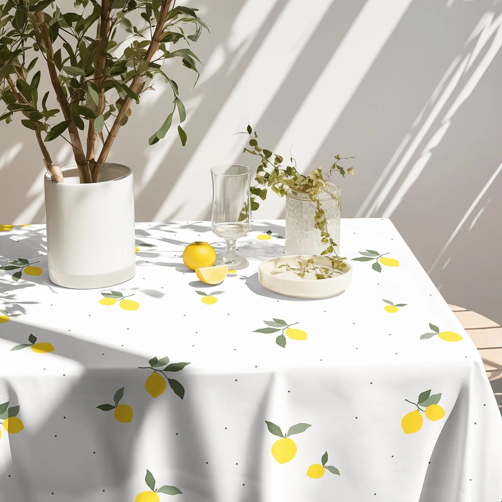 Goldea hranatý ubrus 100% bavlněné plátno - citrony 80 x 80 cm
