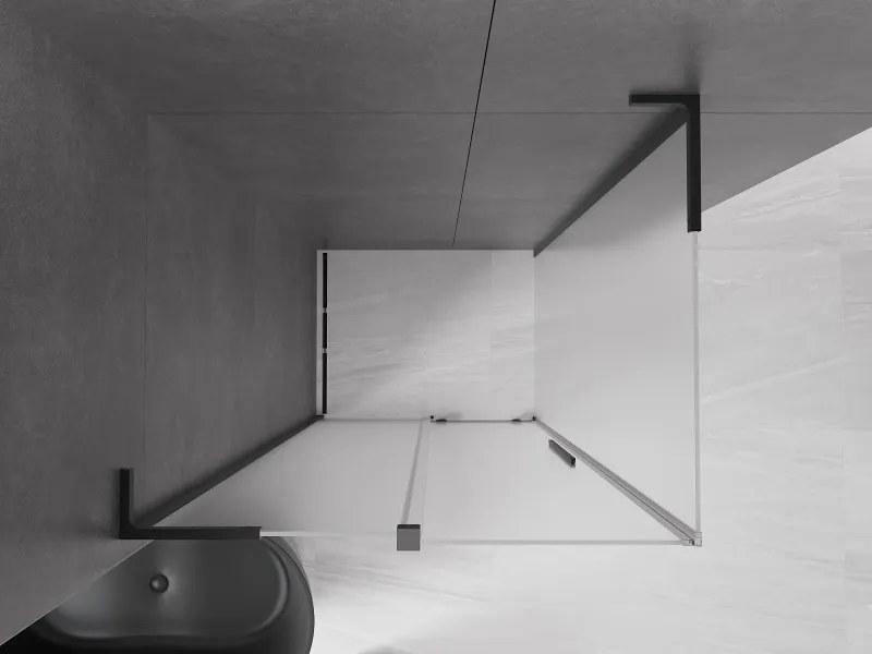 Mexen Velar L, sprchový kout s posuvnými dveřmi 120 x 110 cm, 8mm sklo námraza, černá matná, 871-120-110-33-70