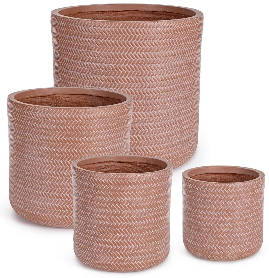 BIZZOTTO Set 4 kulatých květináčů TRESSAGE terakota 0790642