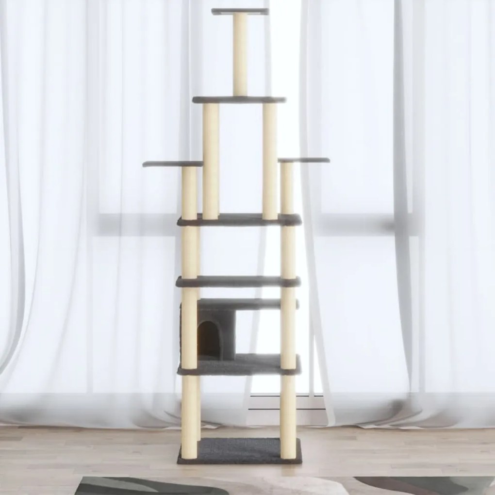 Škrabadlo pro kočky se sisalovými sloupky tmavě šedé 183 cm 171484