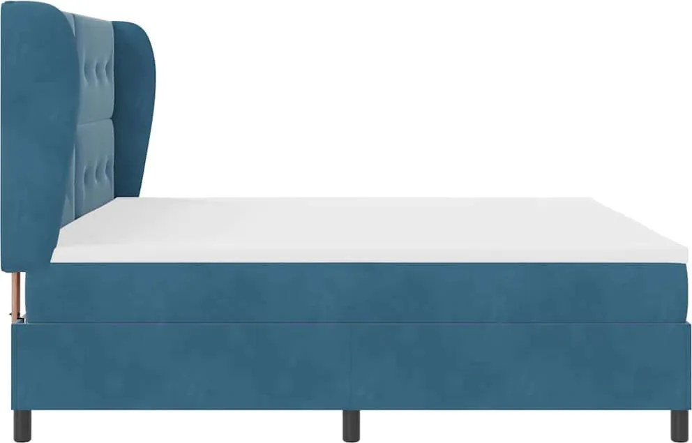 Postel s boxspringem s čelo Tmavě modrá 200 x 200 cm samet 3340950