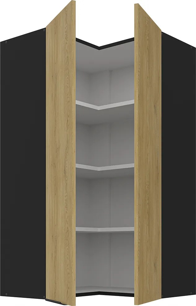 CREMONA cc | horní kuchyňská skříňka 60x60 GN-108 2F (90°) rohová s policemi | EXTRA VYSOKÁ | 60x60 cm | černá/cremona