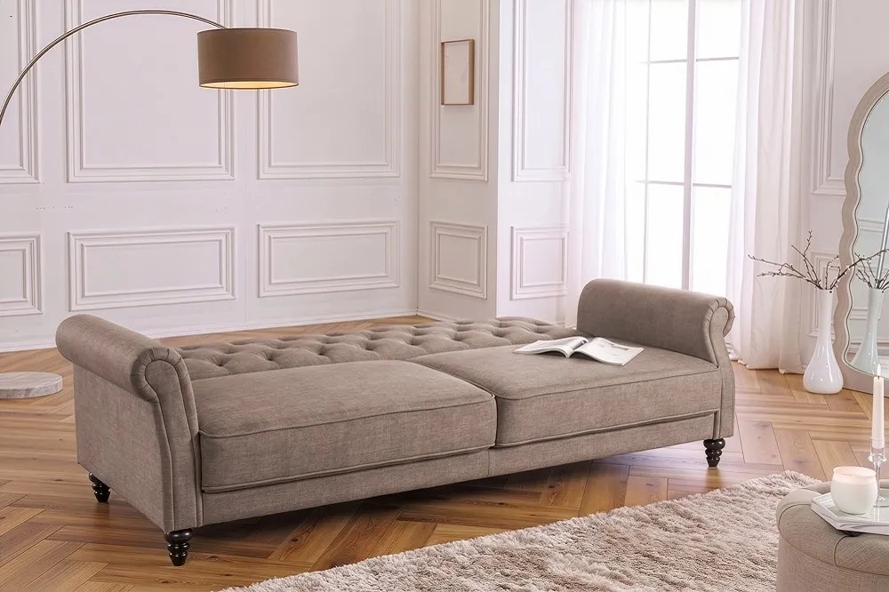 Designová rozkládací pohovka Scarlet 220 cm šedo-hnědý samet